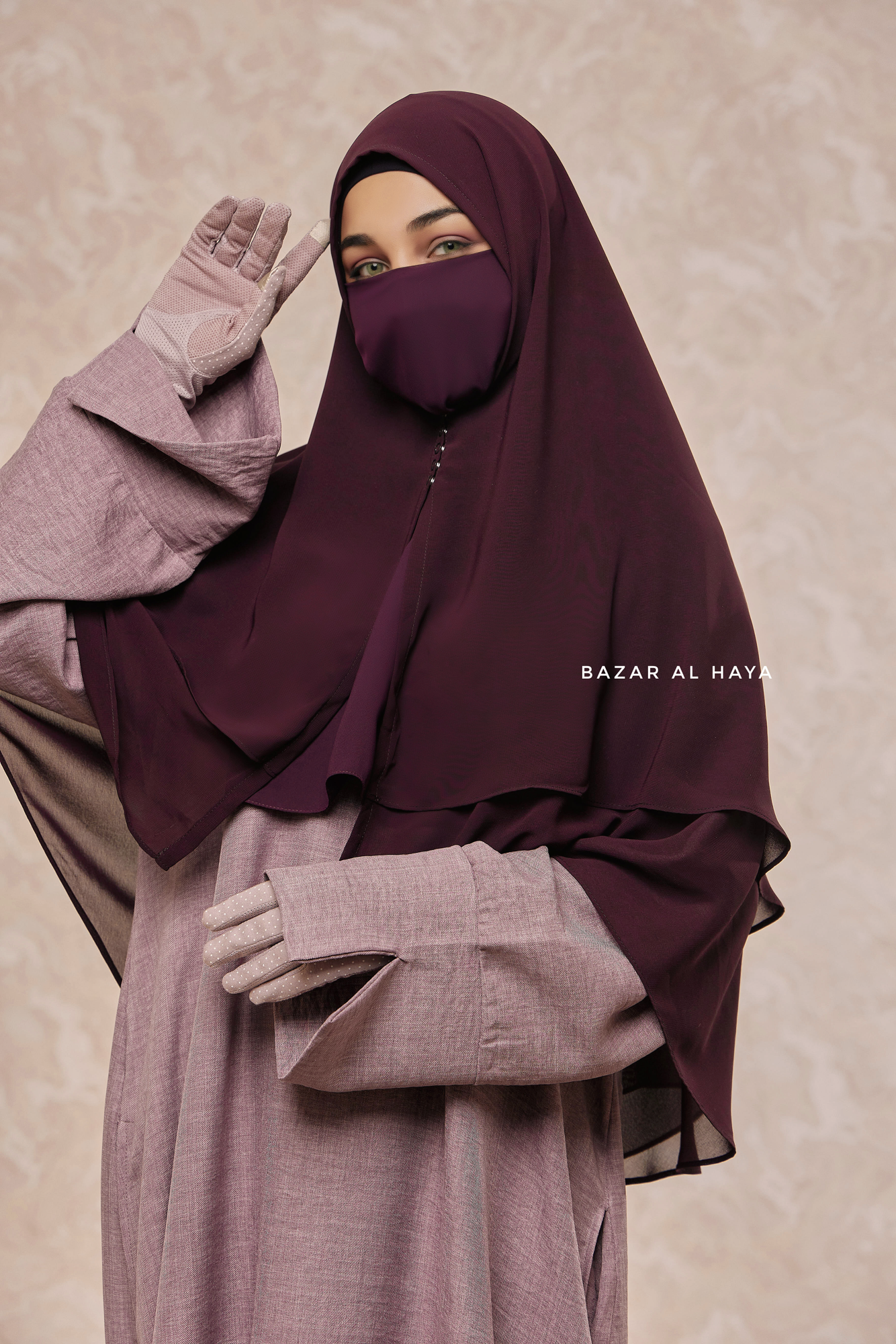 Purple Two Layer Medium Snap Scarf, Khimar, Cape - Super Soft - 3 in 1 ...