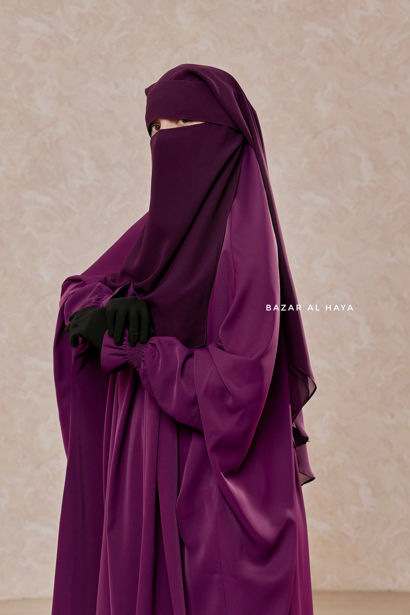 Purple Two Layer Flap Niqab - Premium Wool Chiffon - Medium – Bazar Al Haya