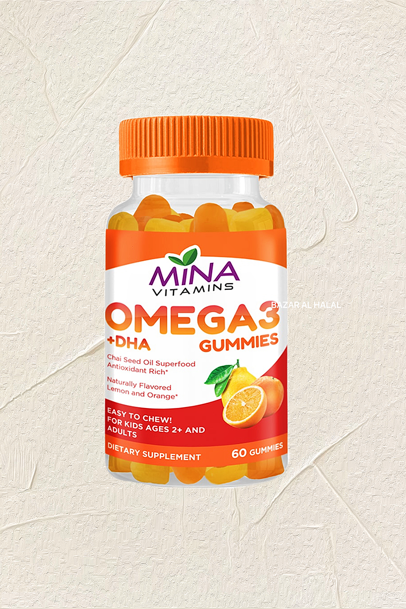 Halal Mina Omega3 + DHA Multivitamin - Vegetarian, Non-GMO, Gluten Fre ...