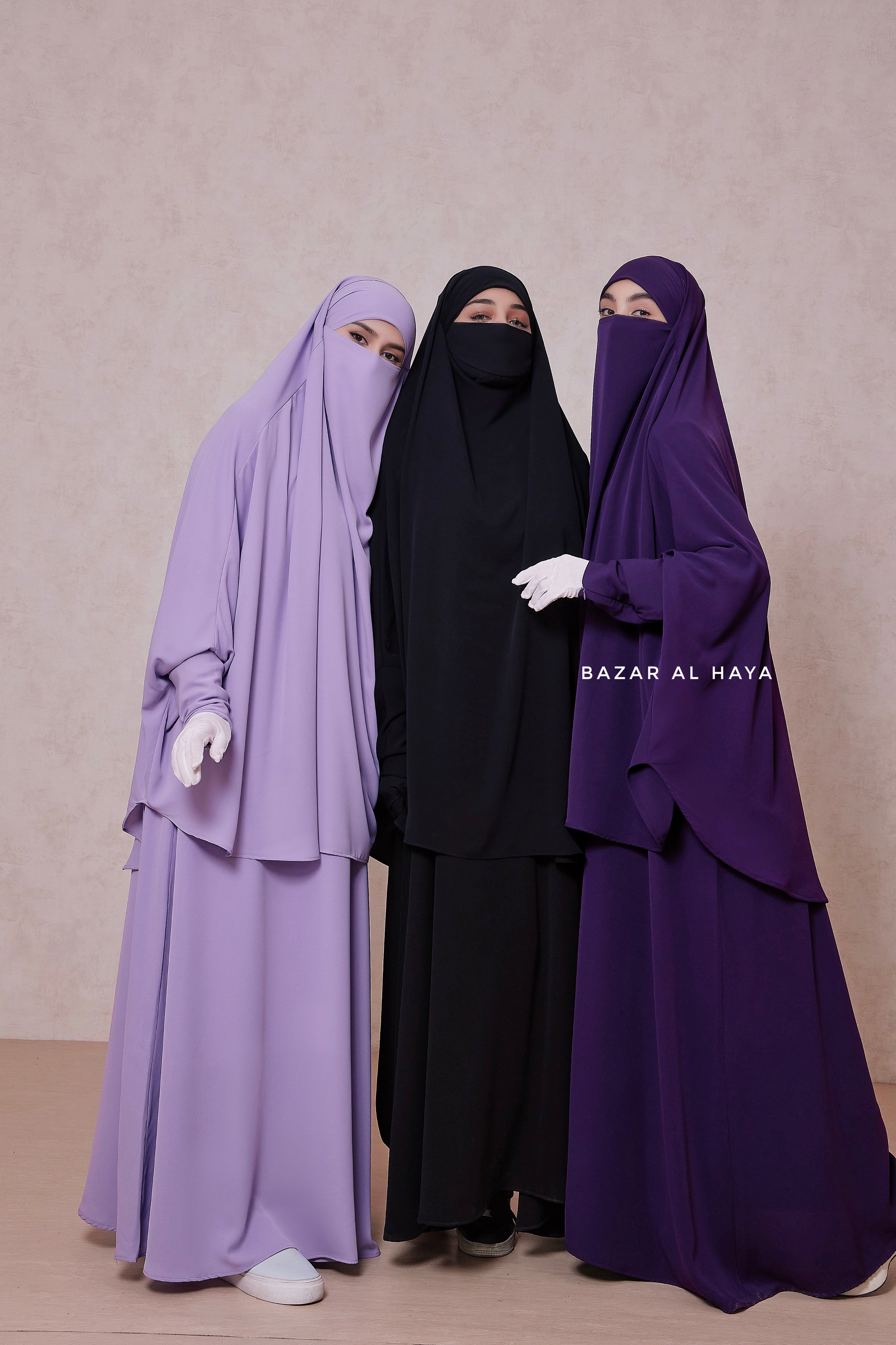 BAZAR AL HAYA | Hoor Two Piece Jilbab With Skirt- Wool Peach Long ...